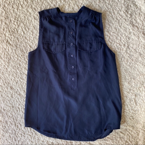 J. Crew Factory | Tops | J Crew Factory Sleeveless Popover Top Navy 2 | Poshmark